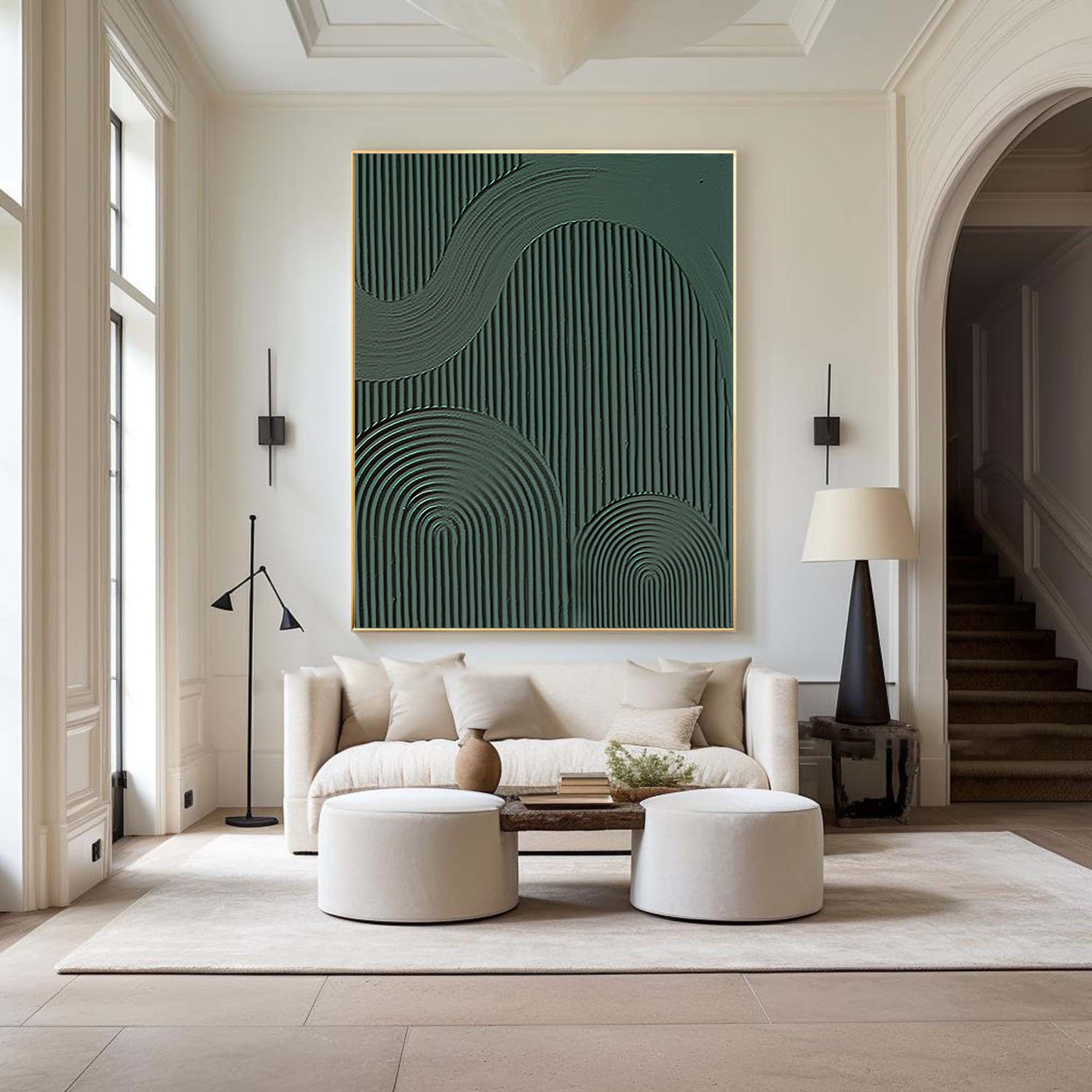 Soothing Aesthetics: Large Green Abstract Wall Art for Minimalist ...