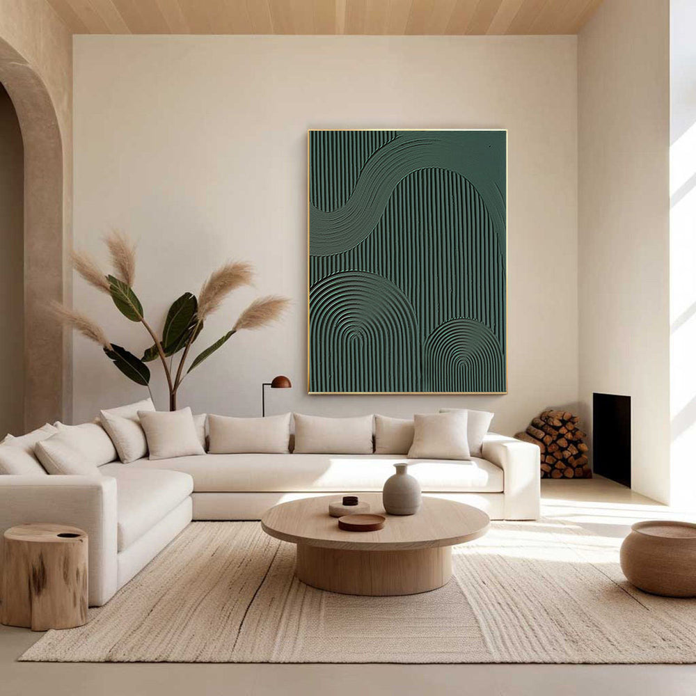 Soothing Aesthetics: Large Green Abstract Wall Art for Minimalist ...