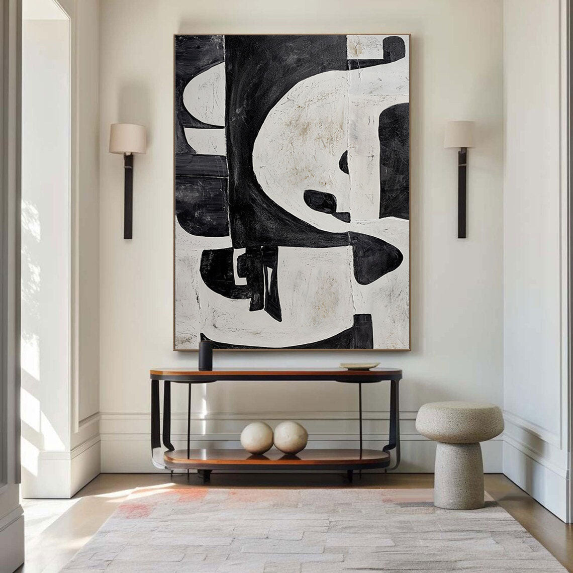 Black and White Abstract Art - Dafen Village Creation #BWA 009