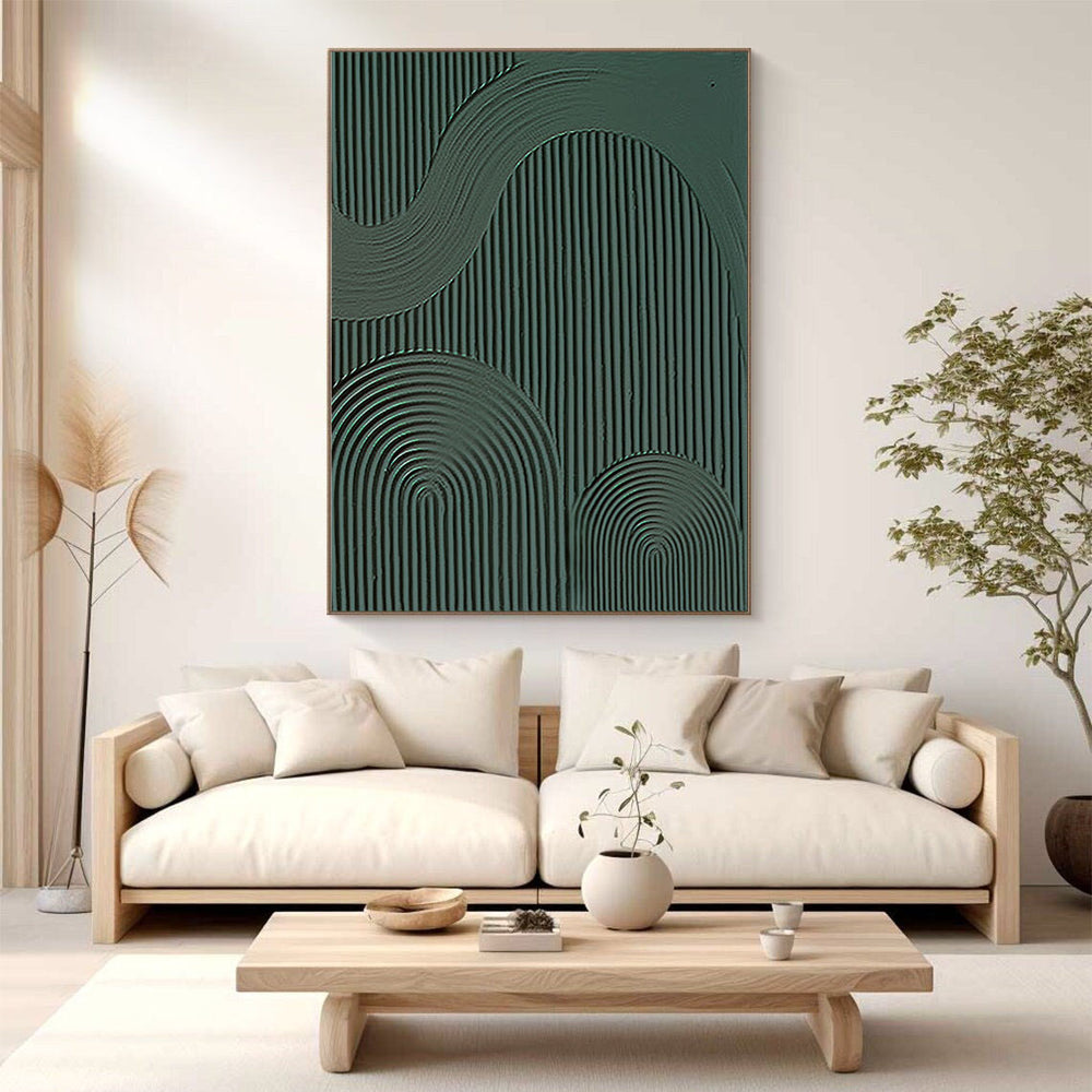 Soothing Aesthetics: Large Green Abstract Wall Art for Minimalist ...