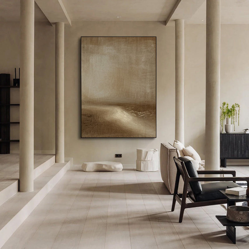 Earthy Tones Abstract Art: Soothing Beige Textured Canvas for a Warm Decor #BBA 033