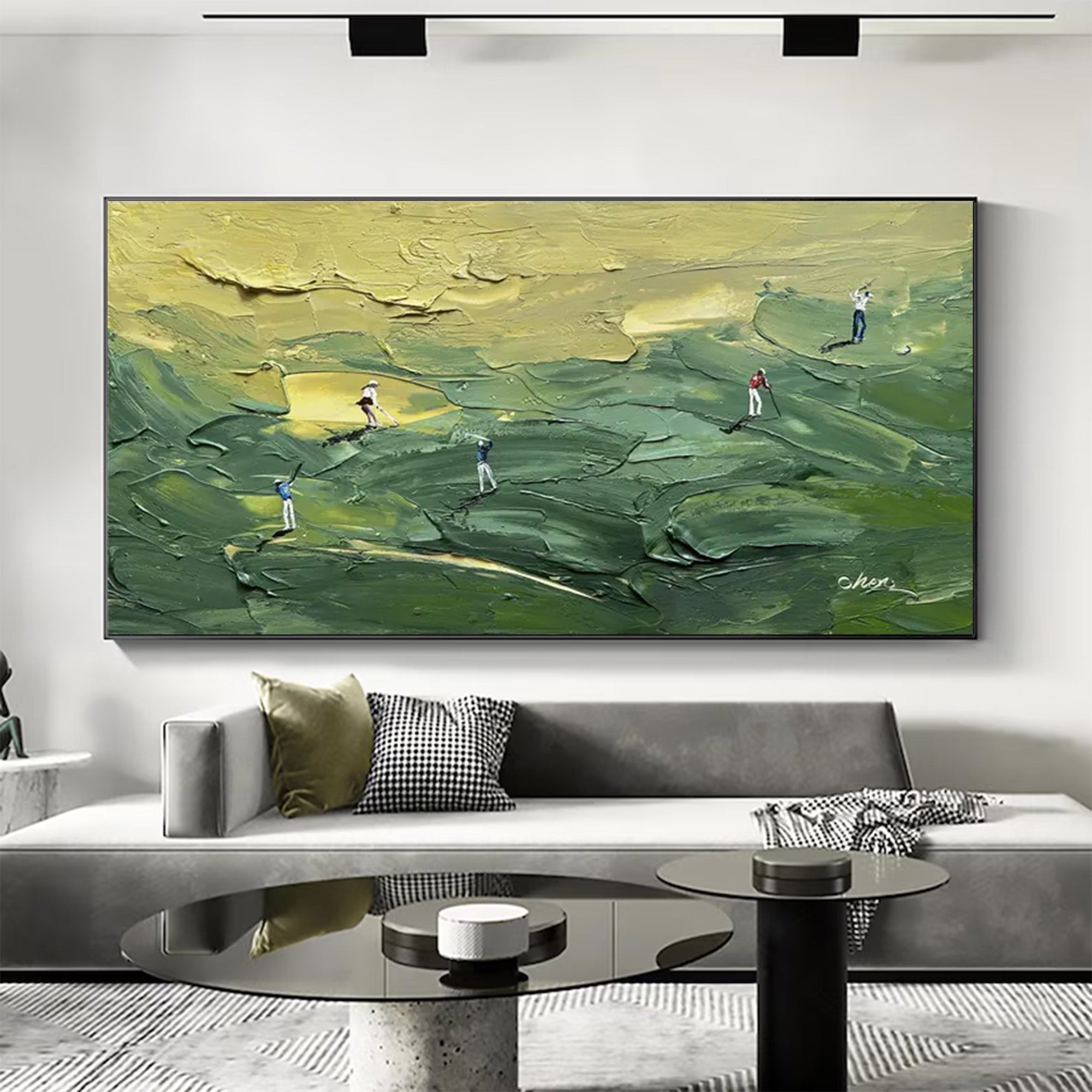 Abstract Decor Large Green Impasto Canvas | MuroArt #WGA 034