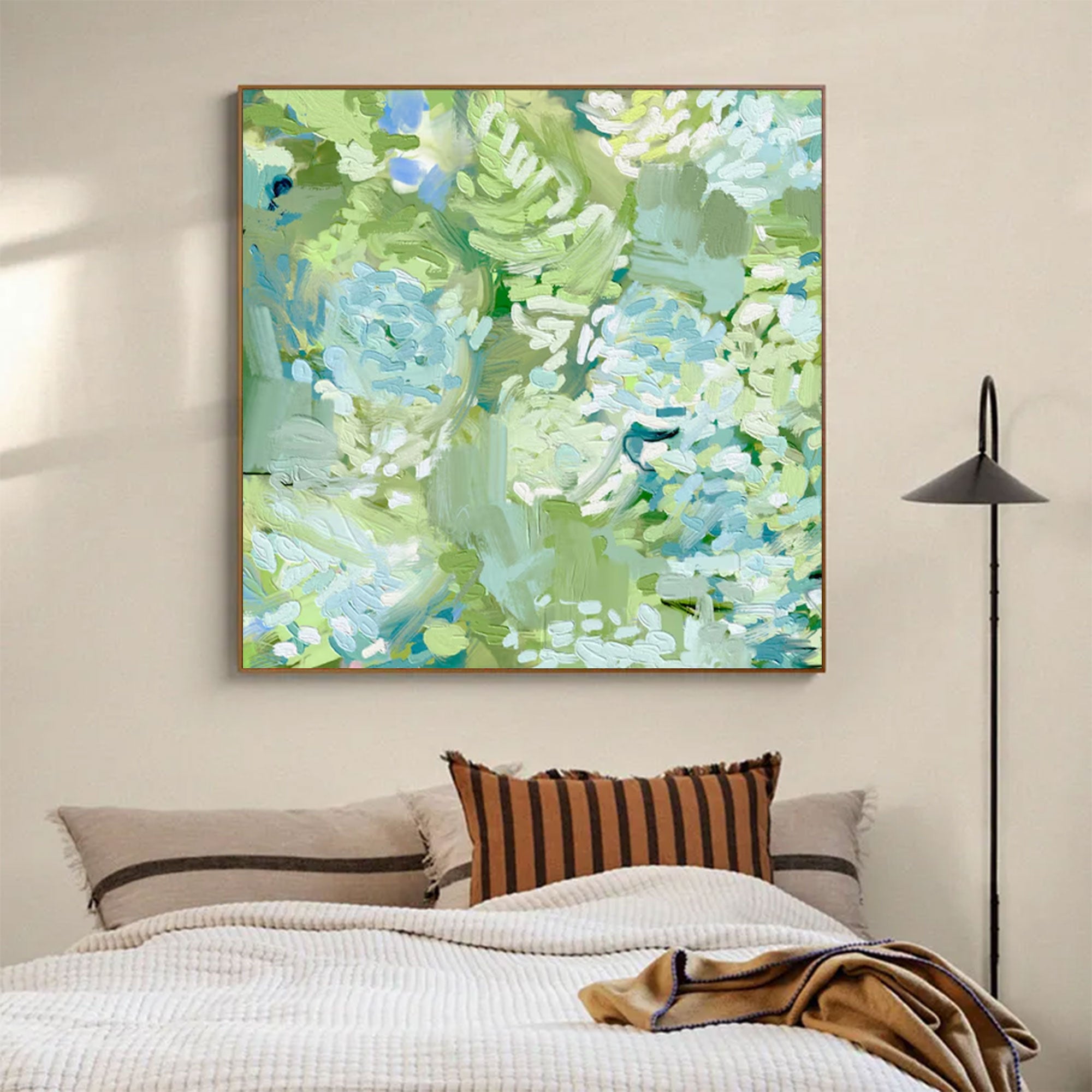 Large Square Green Abstract Garden Decor Canvas | MuroArt #WGA 032