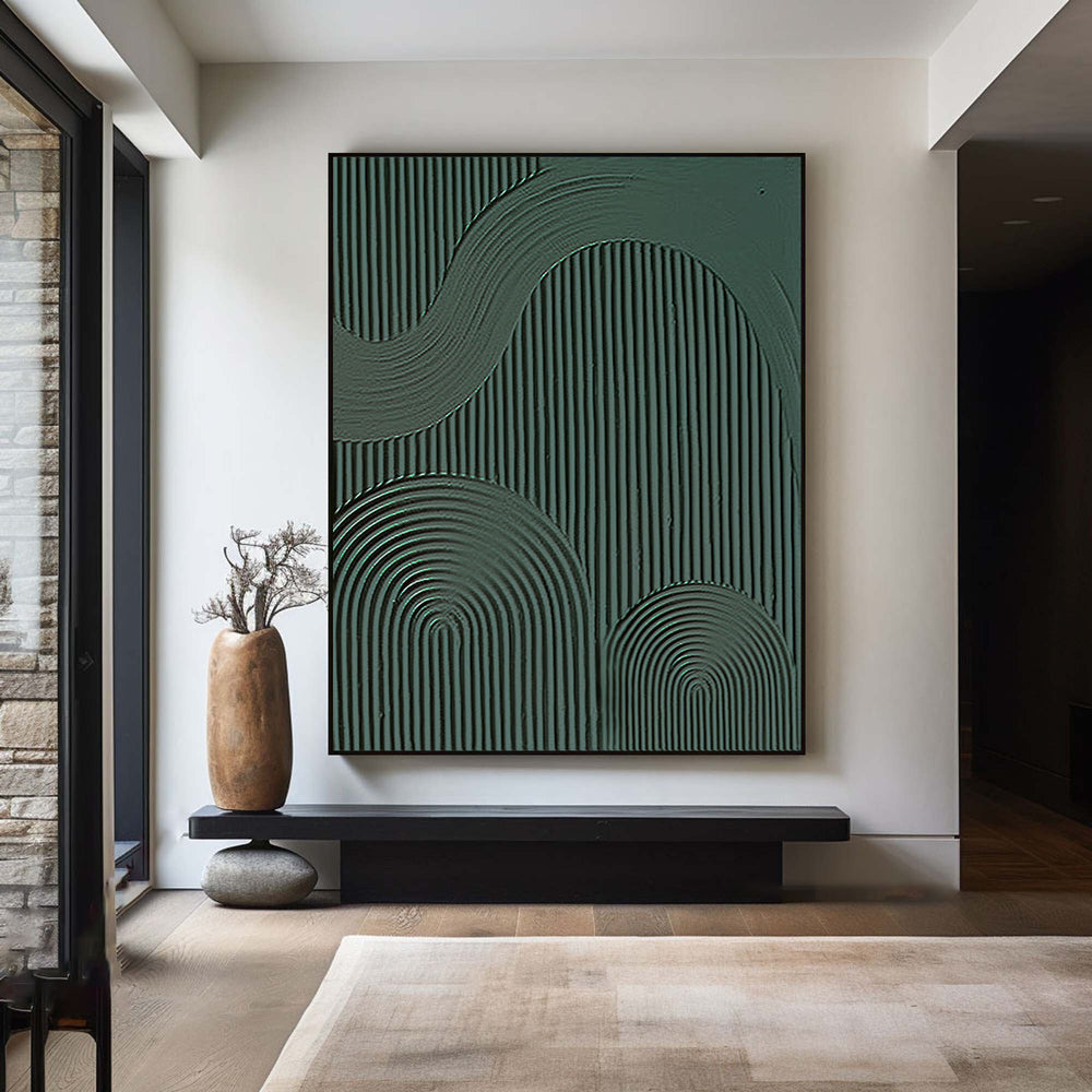 Soothing Aesthetics: Large Green Abstract Wall Art for Minimalist ...