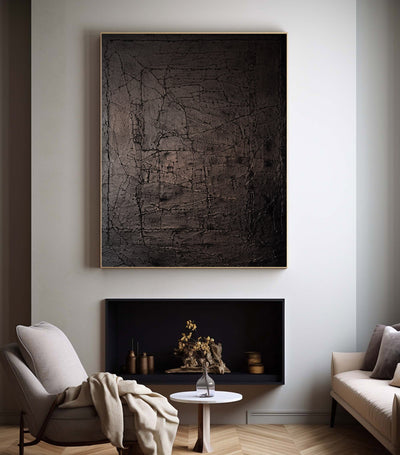 Crackled Elegance: Textured Black Artwork for Contemporary Spaces #BM 006