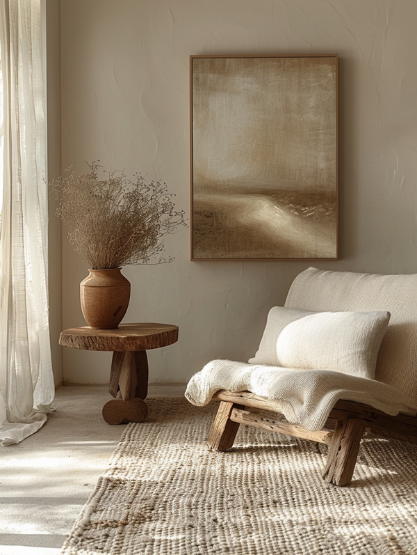 Earthy Tones Abstract Art: Soothing Beige Textured Canvas for a Warm ...