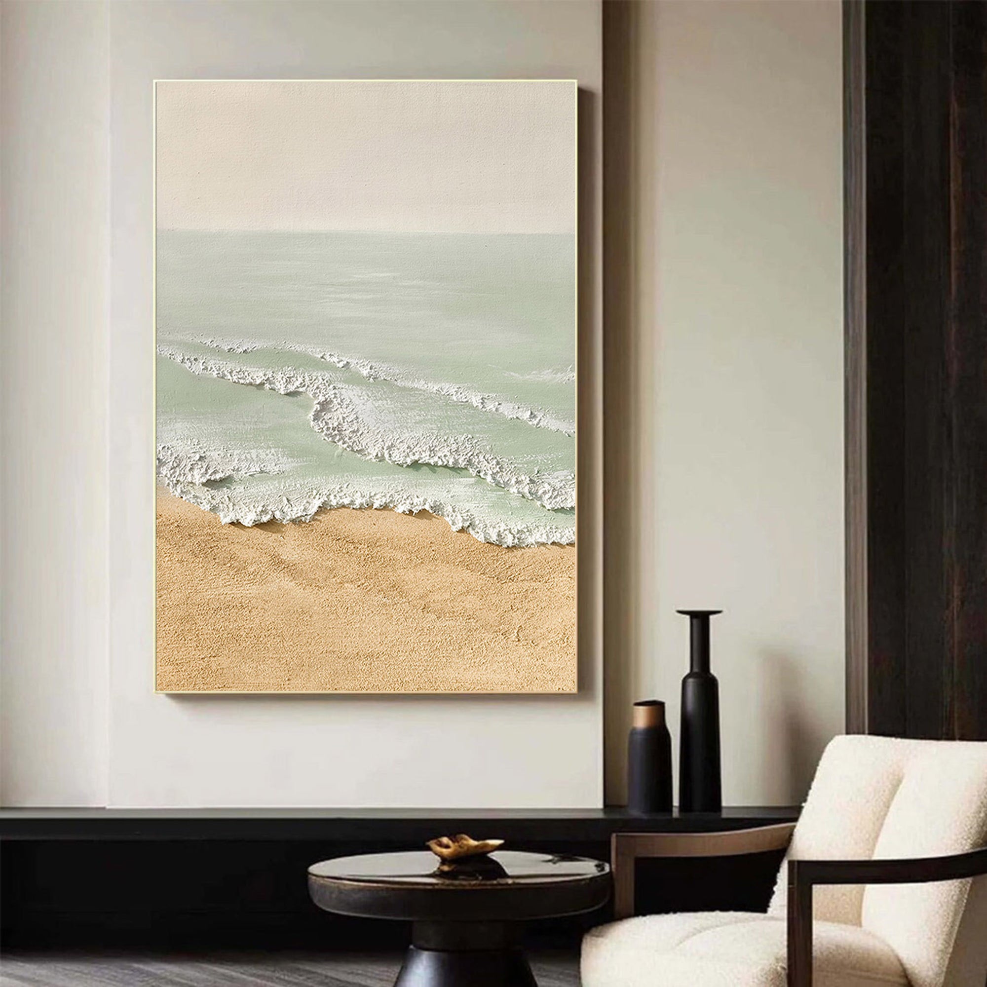 Coastal Calm | Textured Beach Landscape Canvas Art #BGM 020