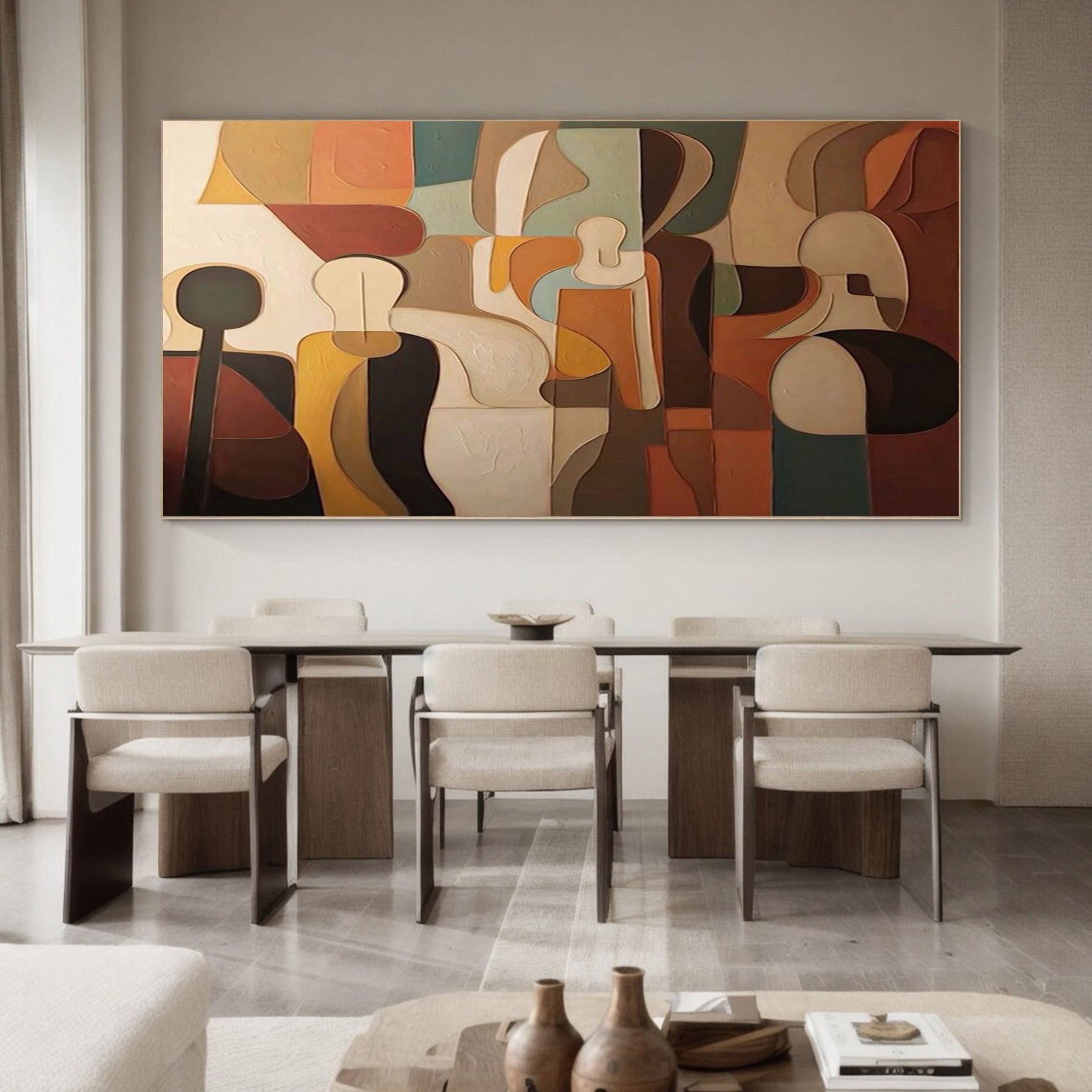 Constructed Figures: Cubist Tribute Painting, Modern Wall Art #BGA 220