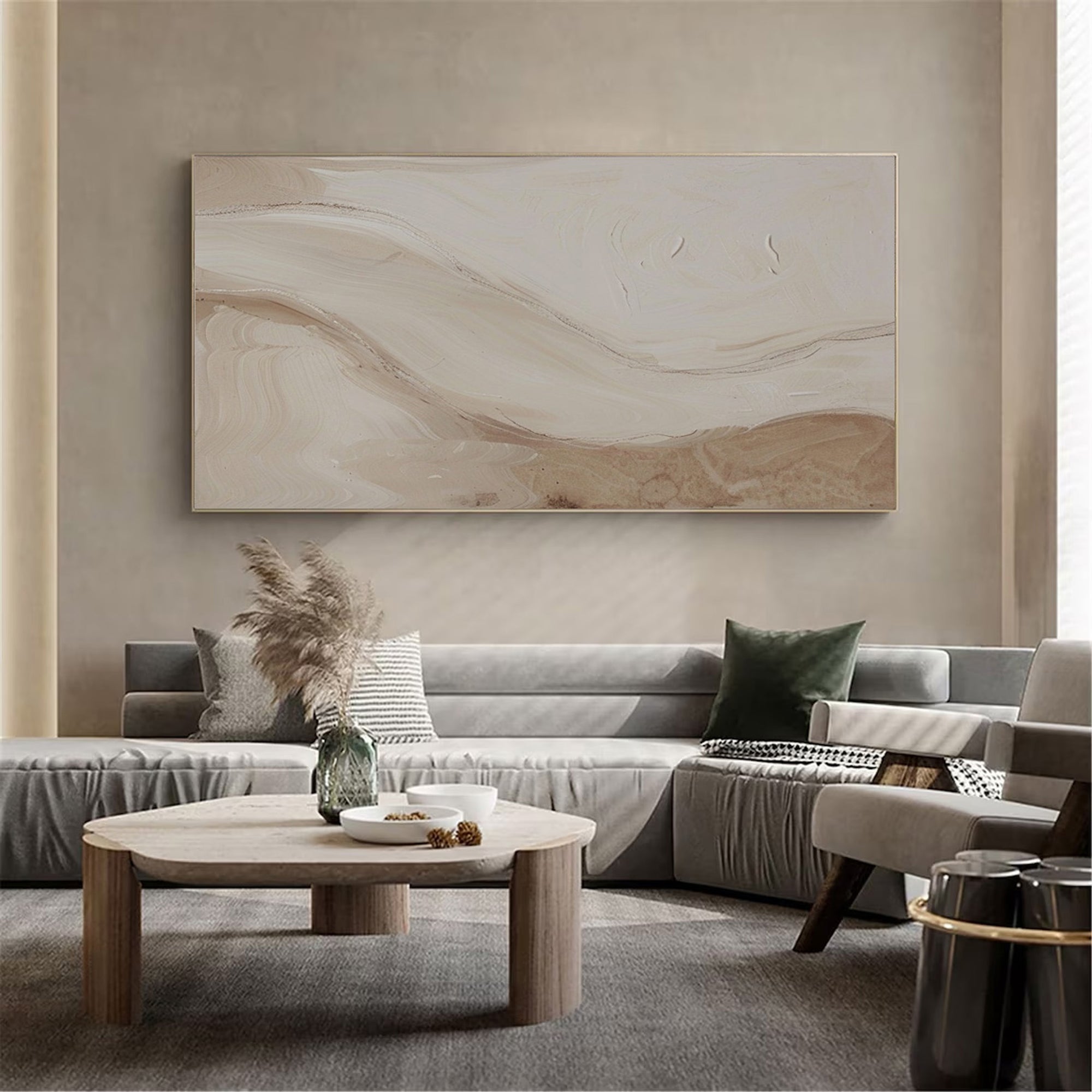 Beige Abstract Panoramic Art: Infusing Your Space with Warmth and ...