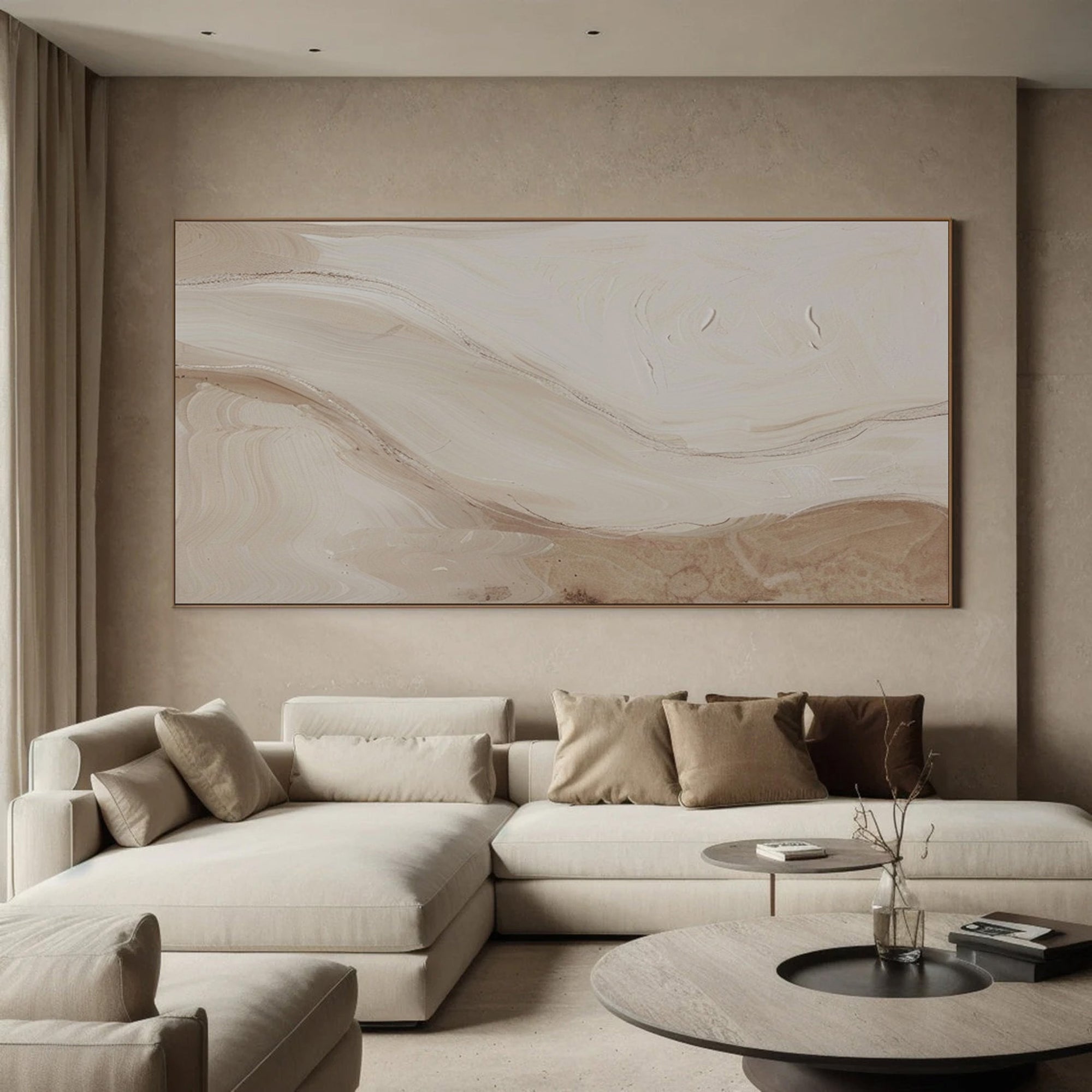 Beige Abstract Panoramic Art: Infusing Your Space with Warmth and ...