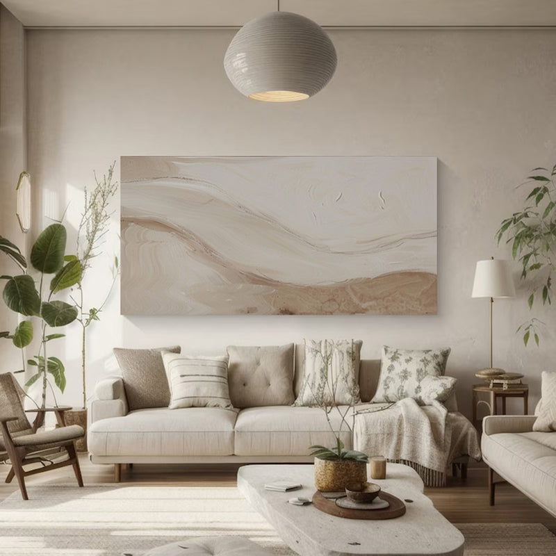 Beige Abstract Panoramic Art: Infusing Your Space with Warmth and ...
