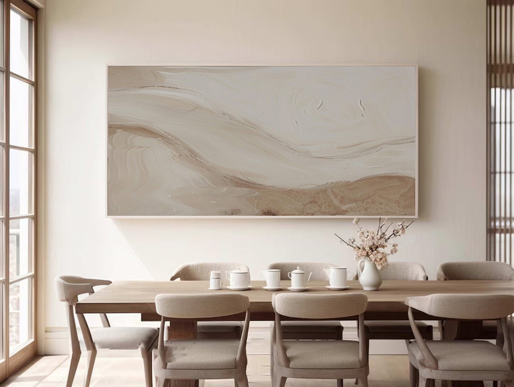 Beige Abstract Panoramic Art: Infusing Your Space with Warmth and ...