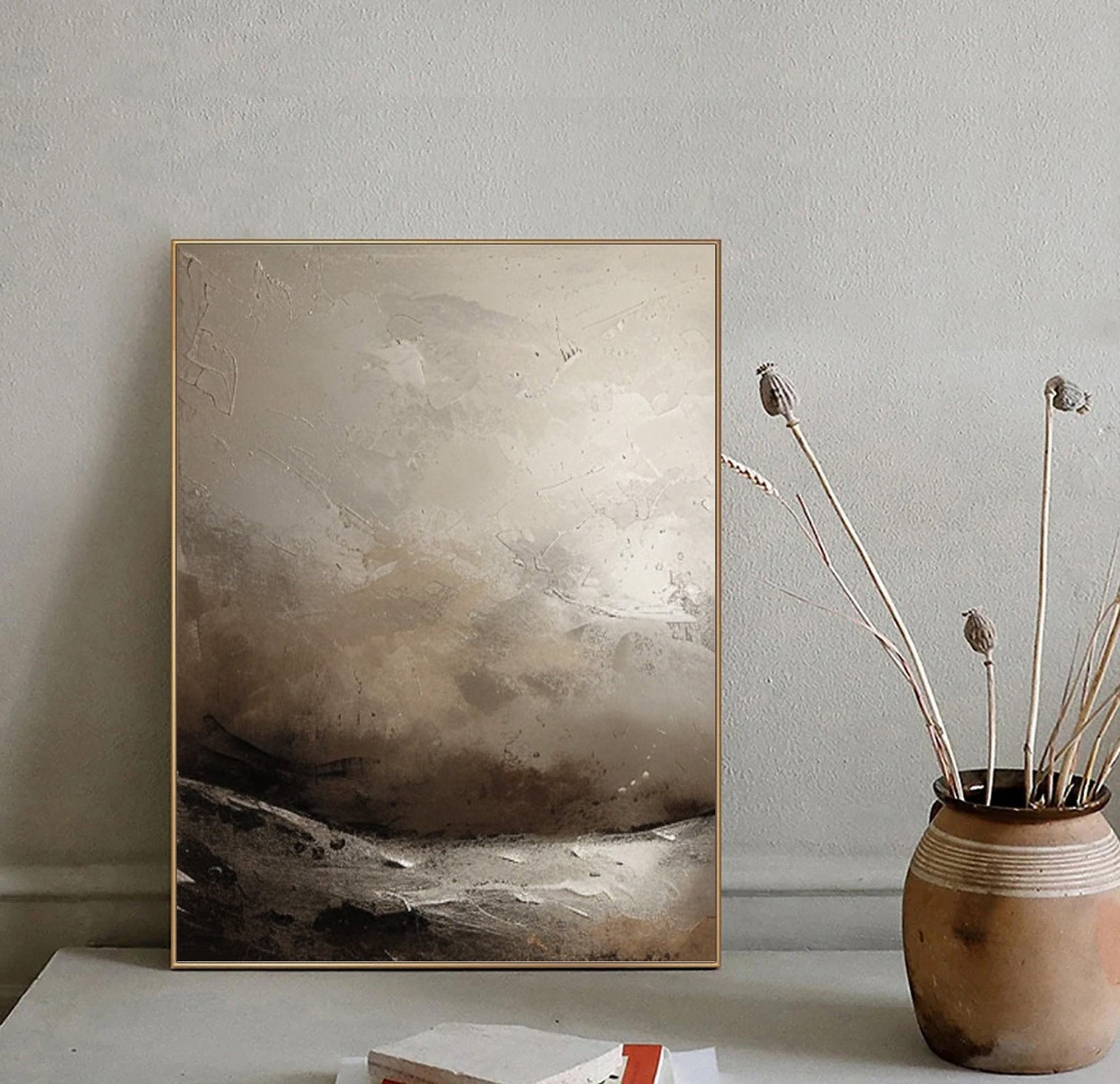 Serene Abstract Landscape Art: Embrace the Subtlety of Monochrome Elegance #BBA 037