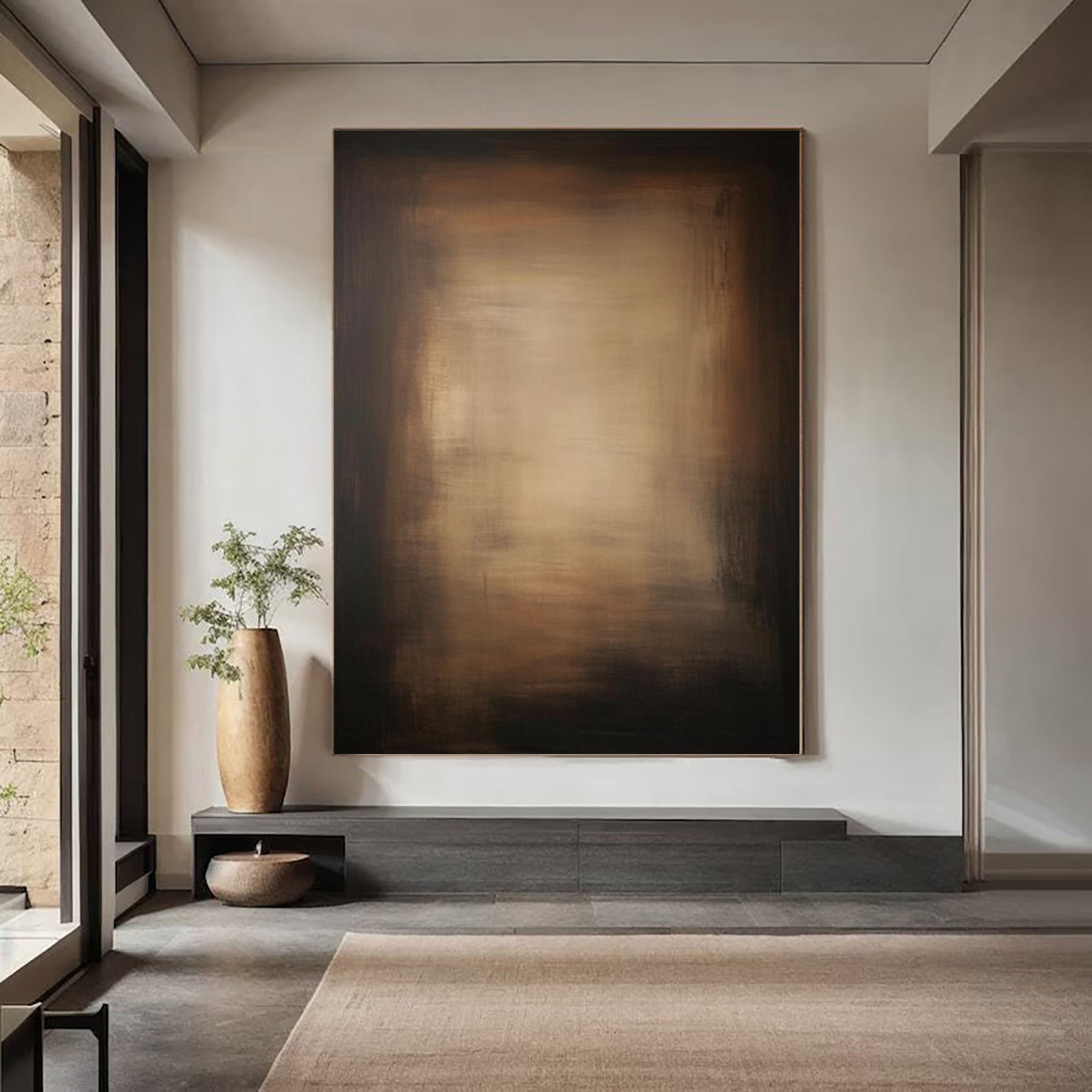 Abstract Metallic Tone Oil Painting for Modern Room Decor #BBA 072