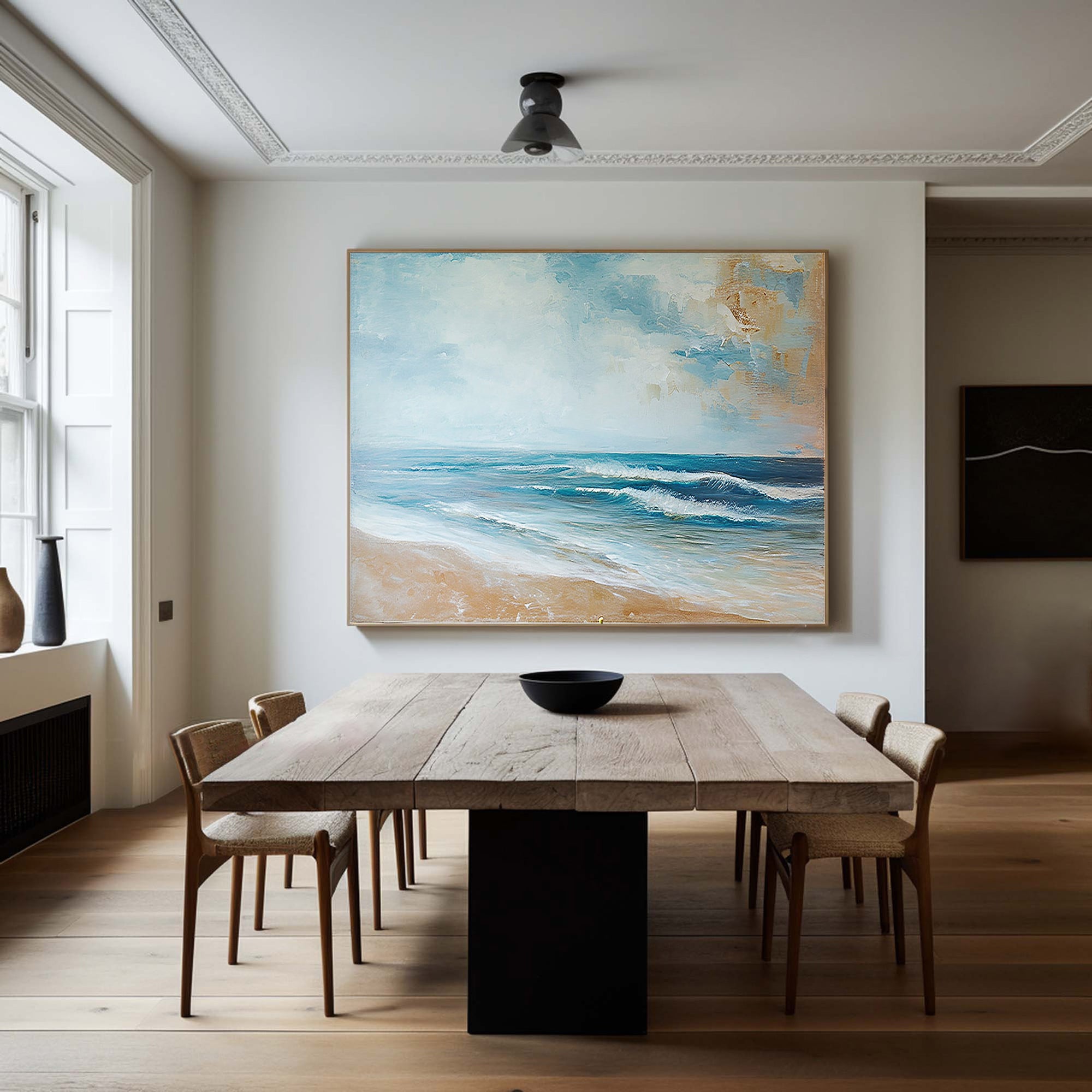 Serene Seascape Oil Painting - Coastal Tranquility Art #BGM 011