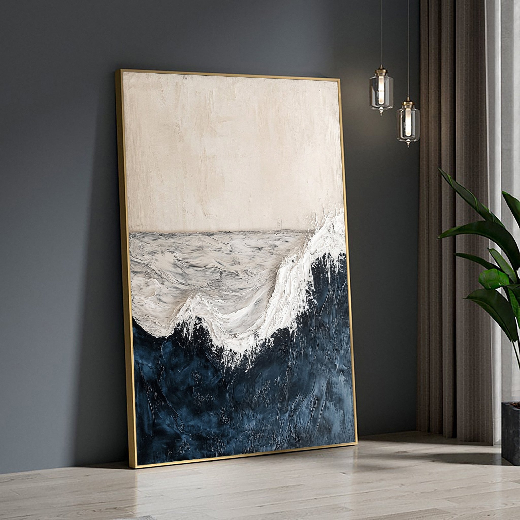 Majestic Ocean Wave Textured Canvas for Elegant Coastal Home Decor #BB