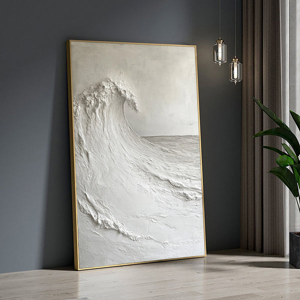Majestic Ocean Wave Textured Canvas for Elegant Coastal Home Decor #BB