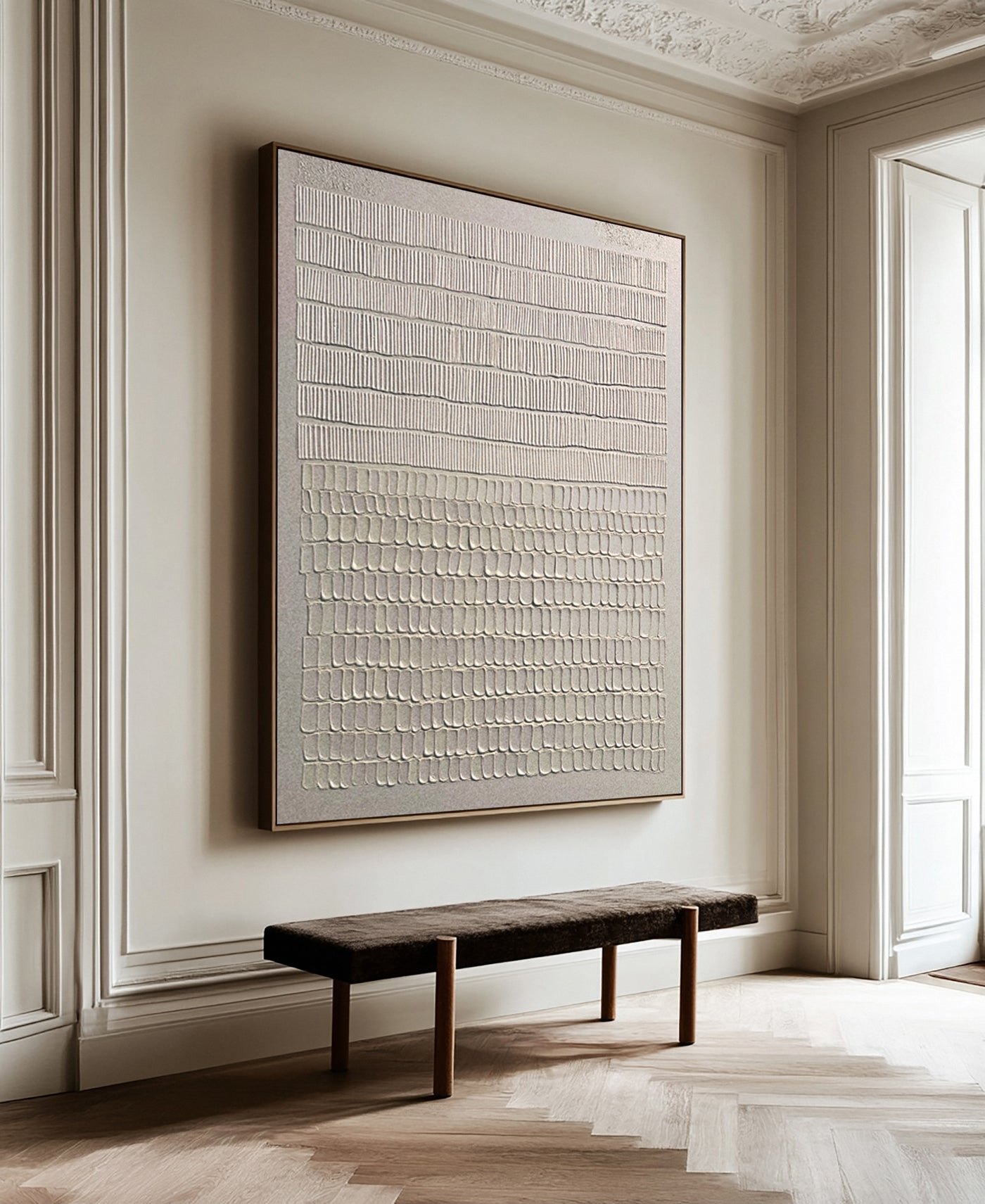 Minimalist Abstract with Varied Vertical Textures in Bands #BGA 332