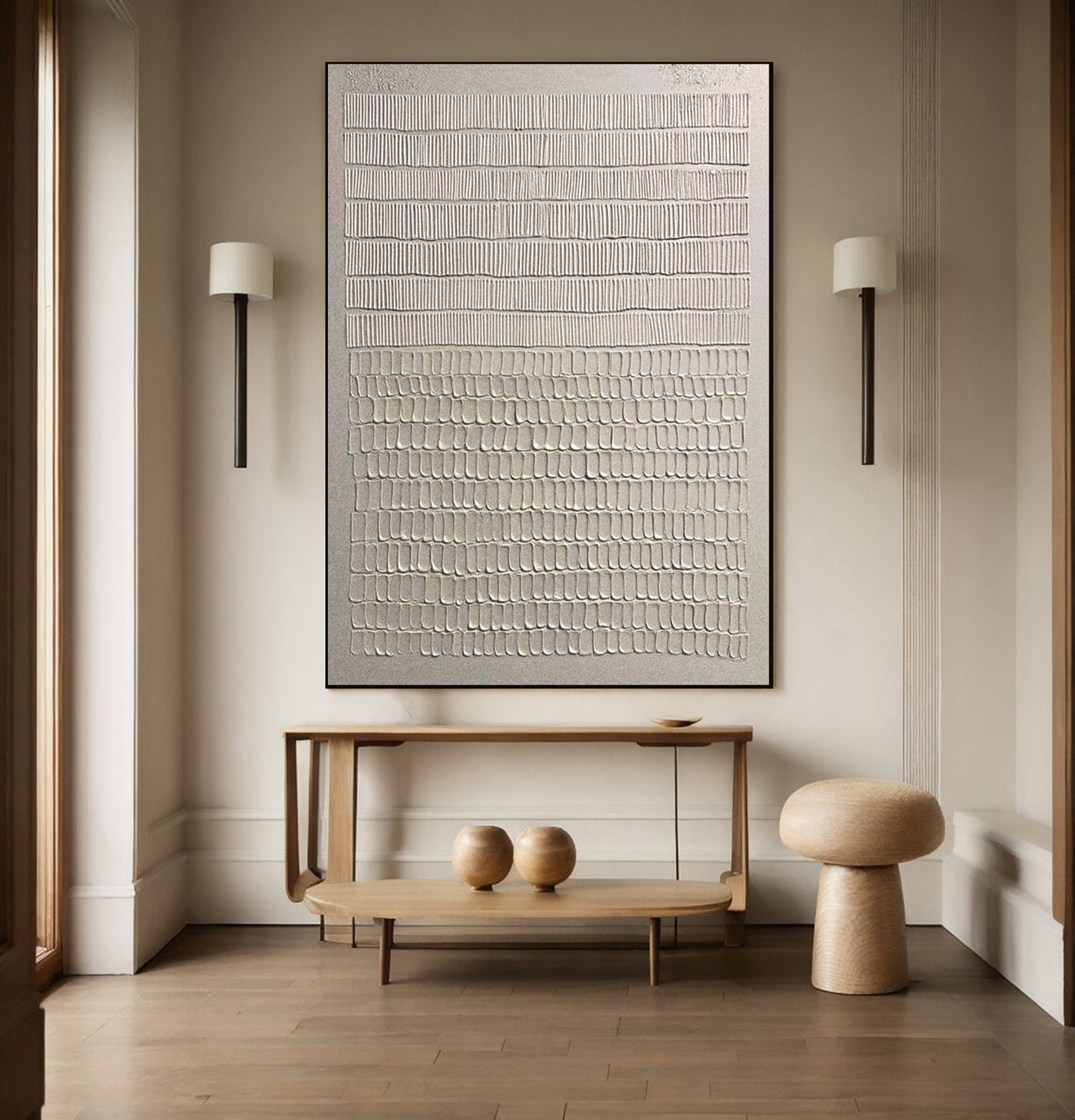 Minimalist Abstract with Varied Vertical Textures in Bands #BGA 332