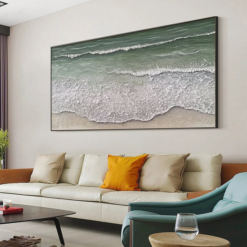 Large Abstract Seascape Canvas Textured Waves for Elegant Interiors #O