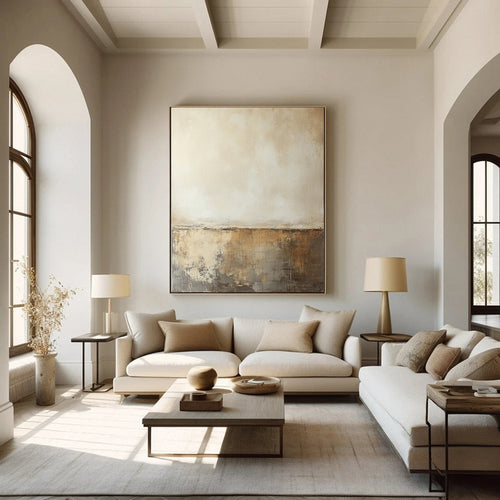 Abstract Serenity Large Beige Artwork for Living Rooms #BBA 089