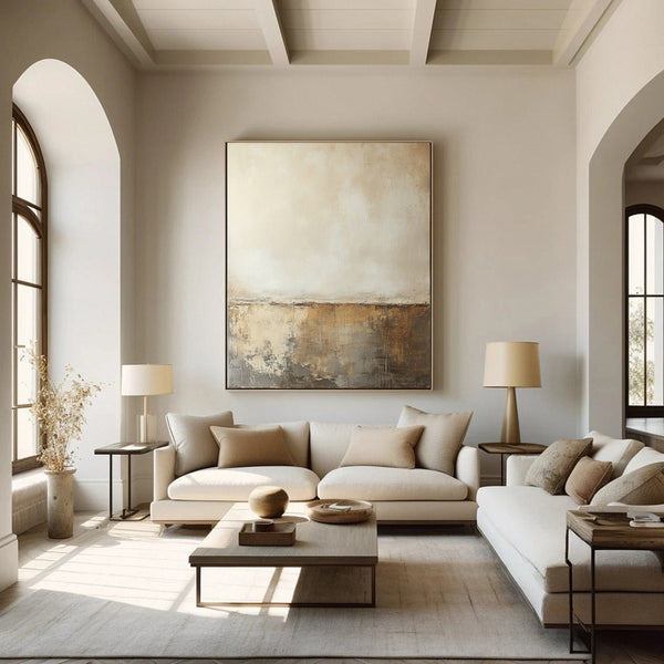 Abstract Serenity Large Beige Artwork for Living Rooms #BBA 089
