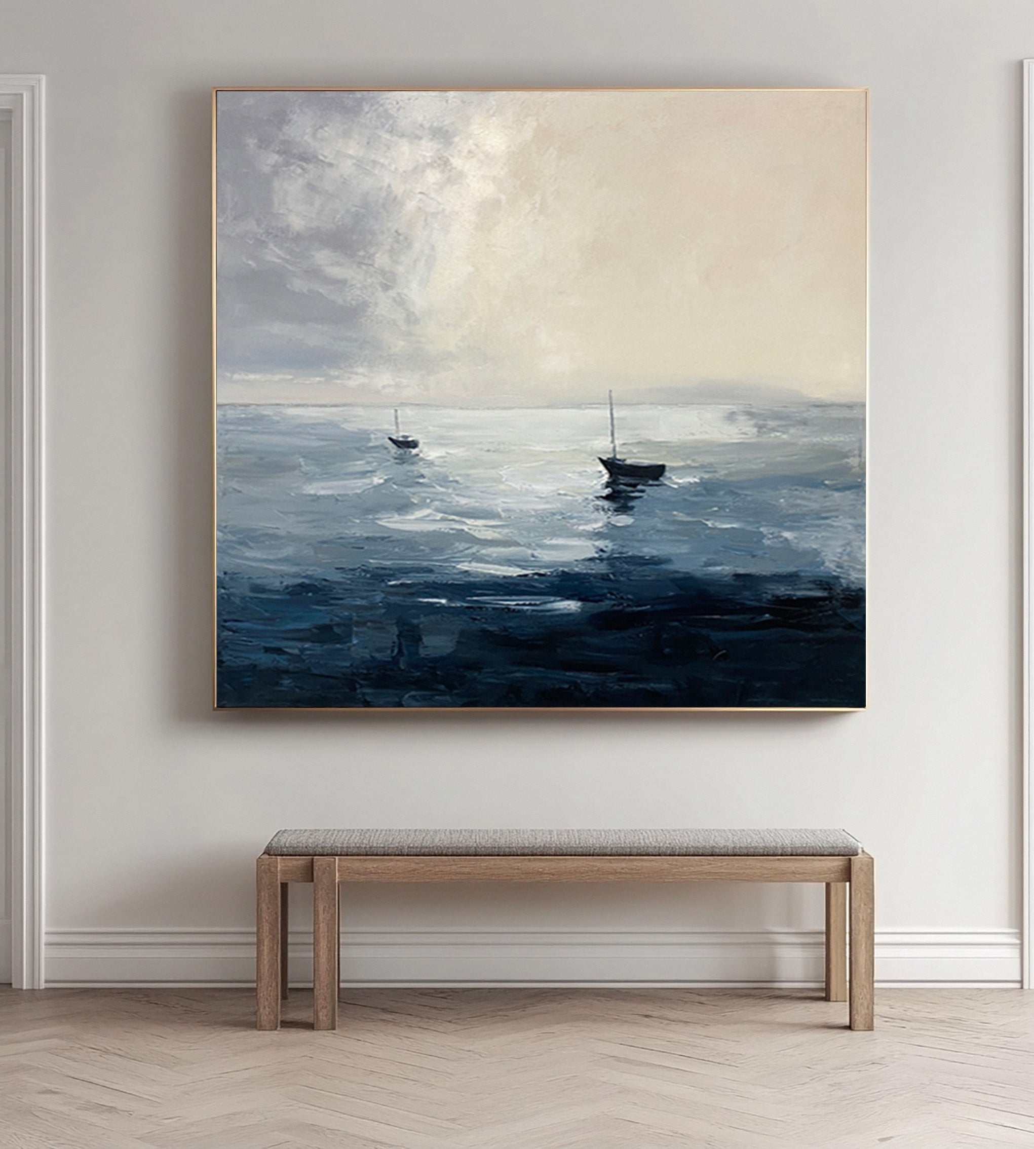 Modern Seascape with Two Sailboats Under an Overcast Sky #BGA 365