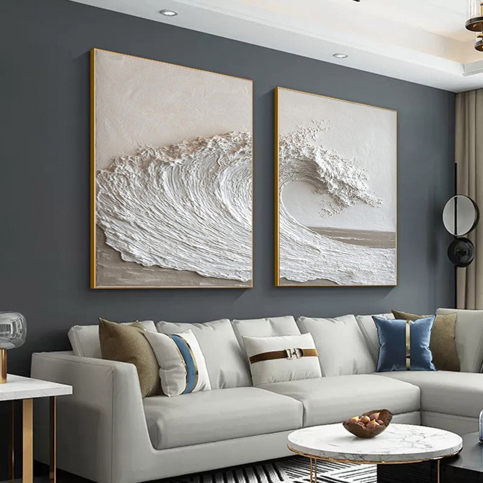 Textured Ocean Wave Art 3D Oil Painting for Modern Living Rooms #BBS 0