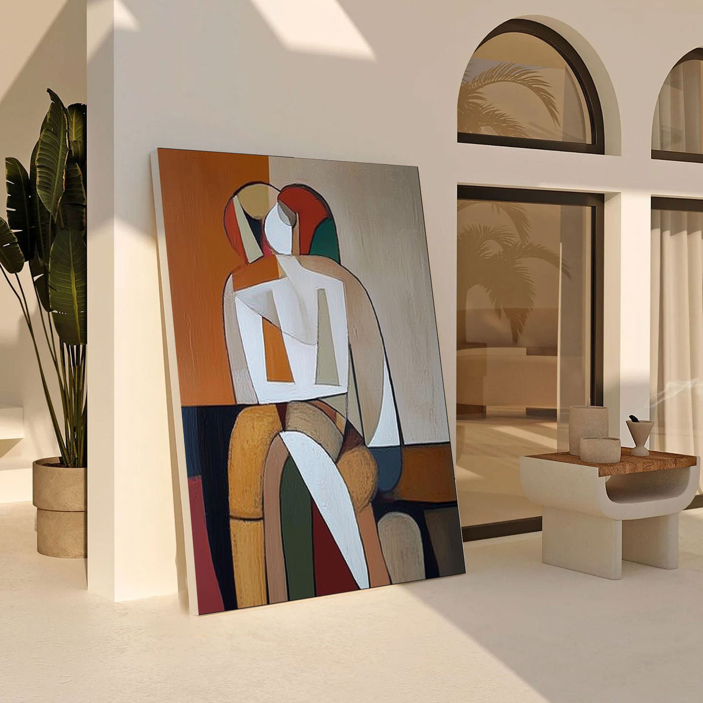Modern Figurative Art, Bold Geometric Narrative with Color Contrast #B