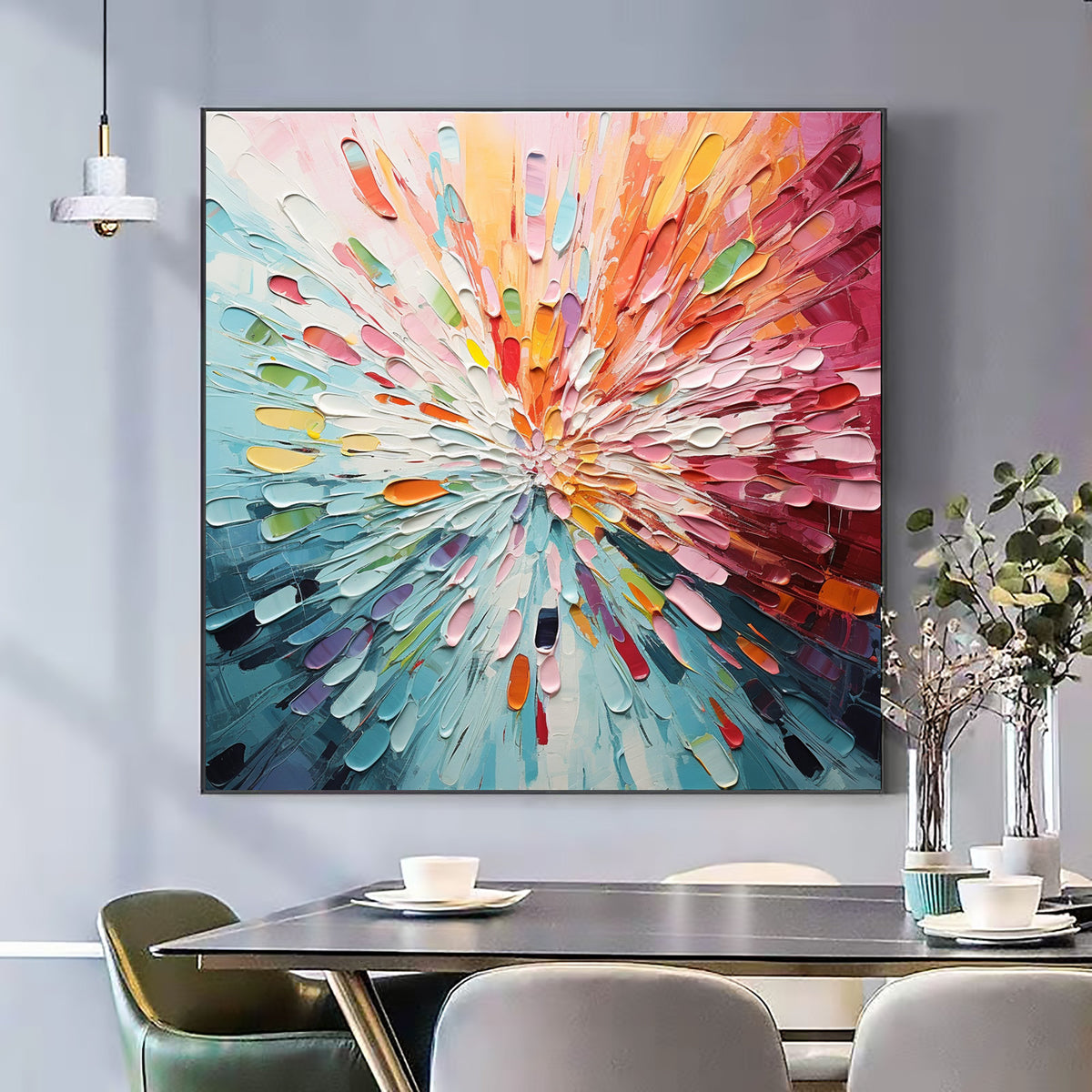 Vibrant Burst Colorful Canvas Art - Contemporary Impasto Painting #CAP 004