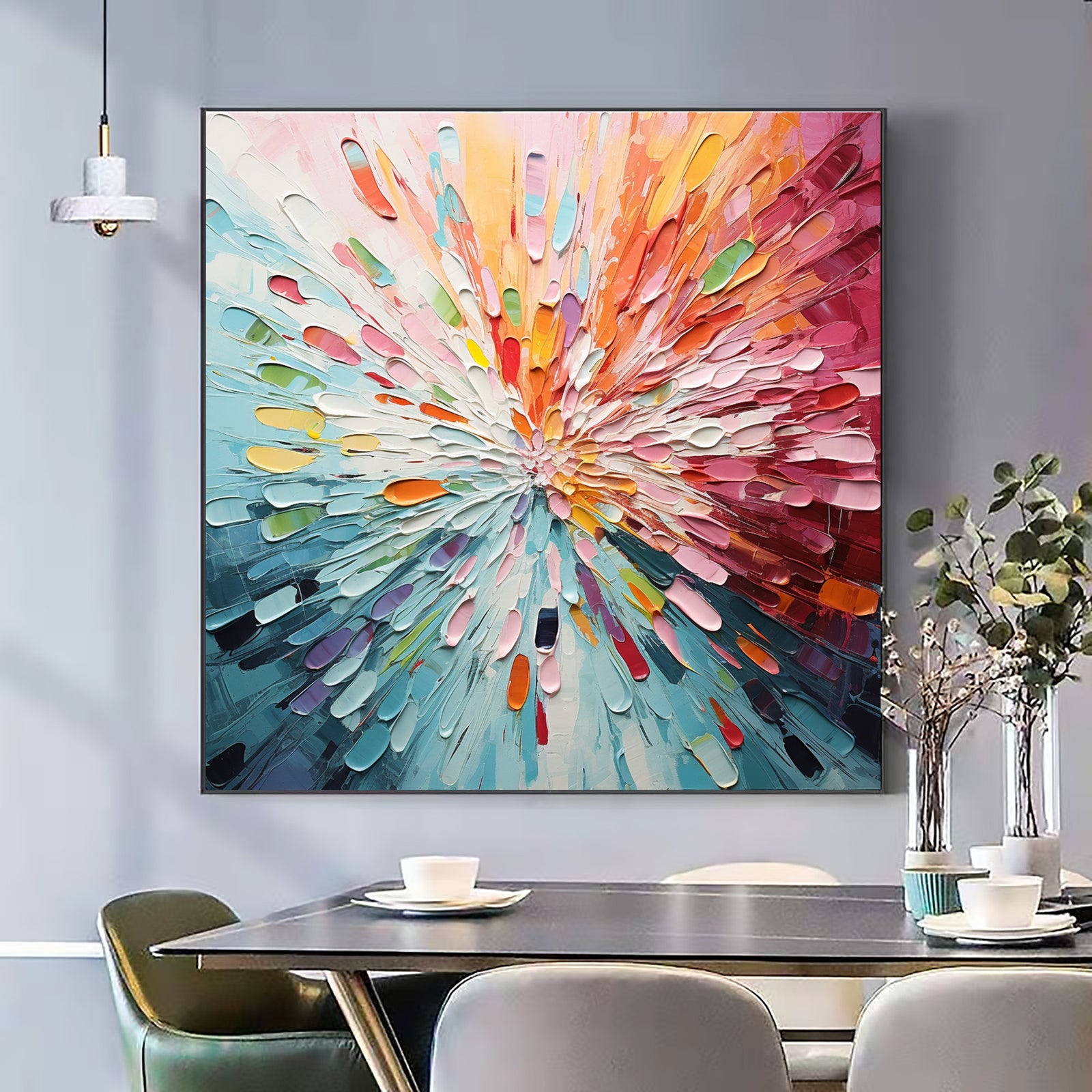 Vibrant Burst Colorful Canvas Art - Contemporary Impasto Painting #CAP 004