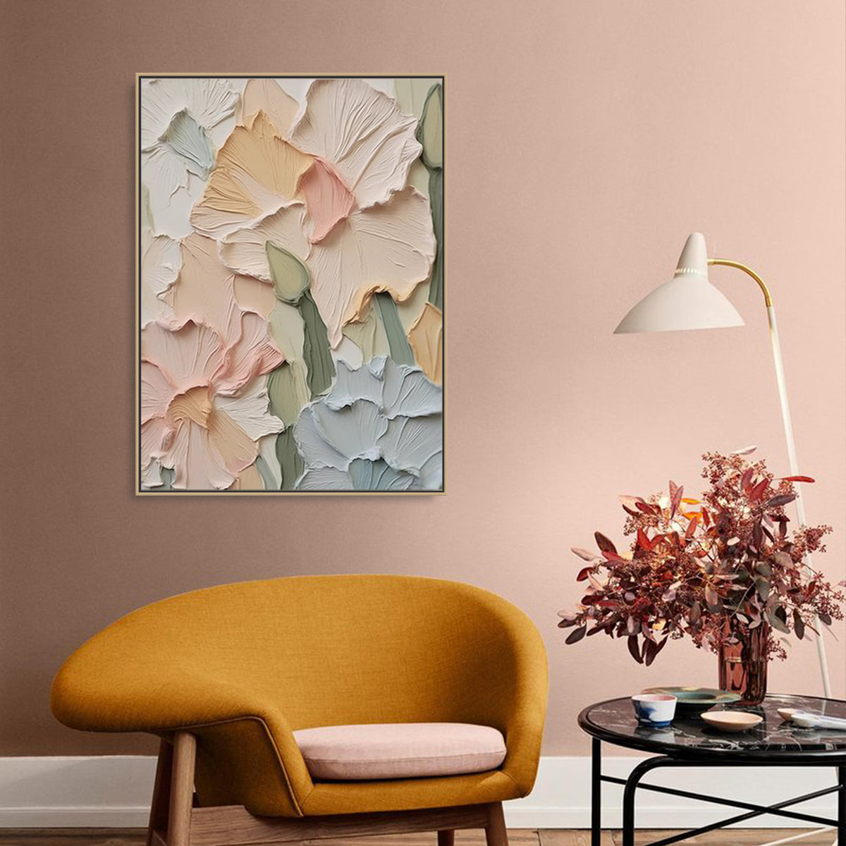Elegant Floral Colorful Canvas Art - Soft Pastel Blooms Wall Decor #CAP 005