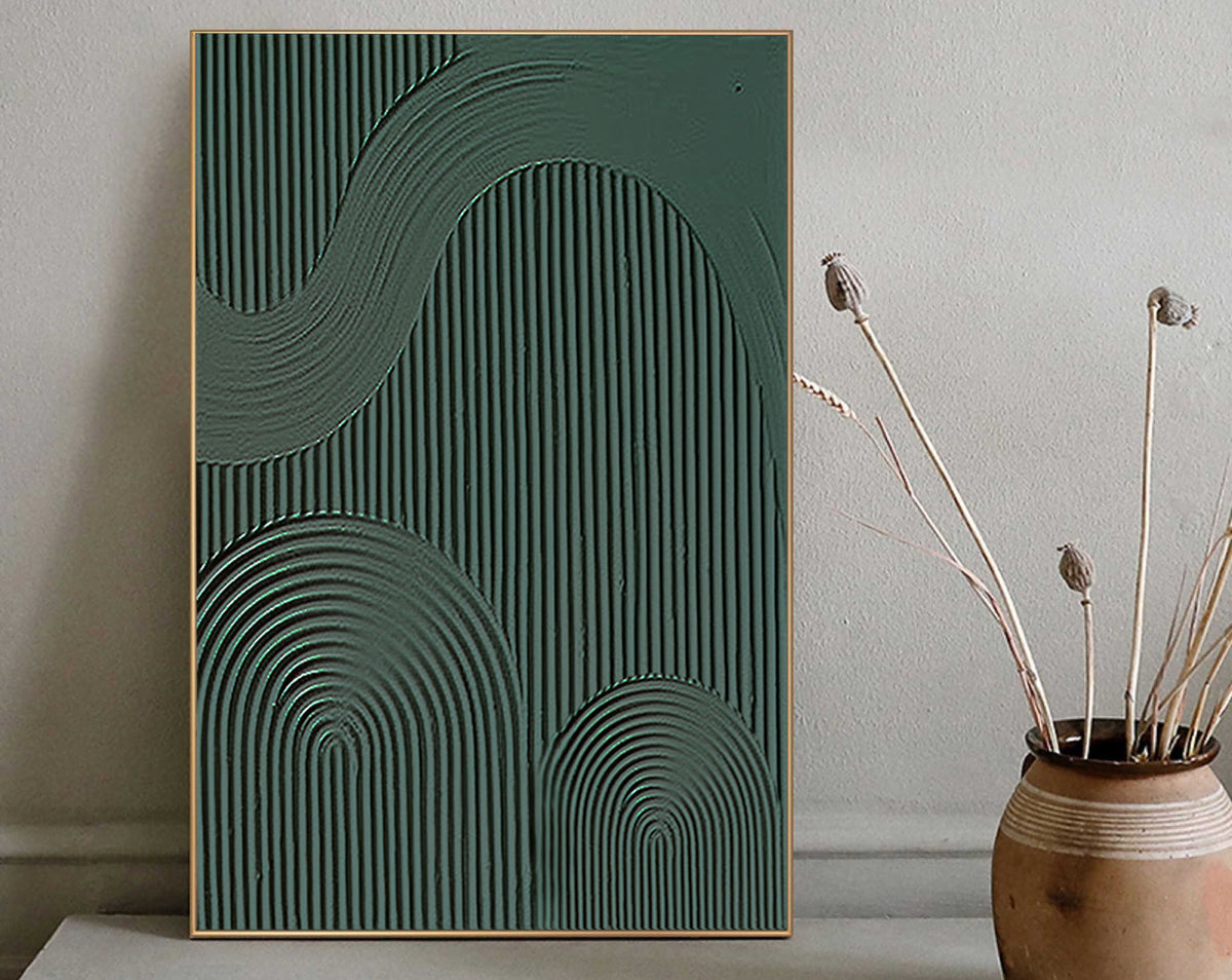 Soothing Aesthetics: Large Green Abstract Wall Art for Minimalist ...