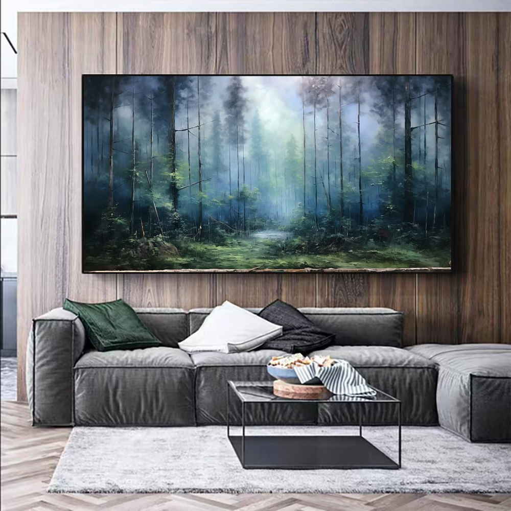 Forest Mist Canvas Painting – Large Abstract Wall Art for Elegant ...